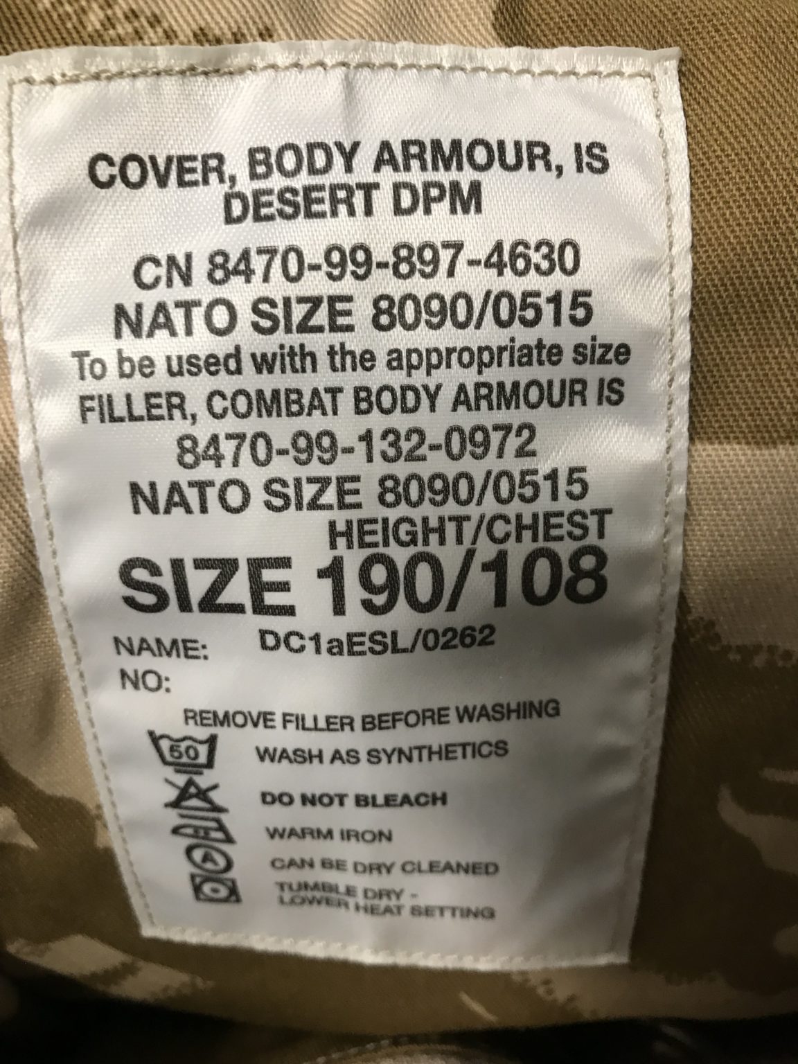 British Army Body Armour Cover Desert, used - outdoors.ee